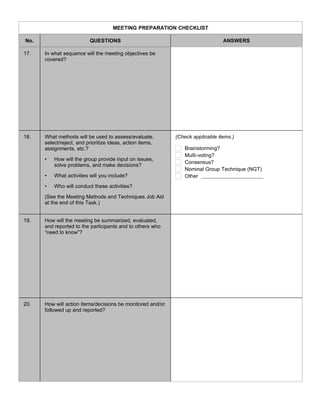 36337960 form-meeting-preparation-checklist | PDF