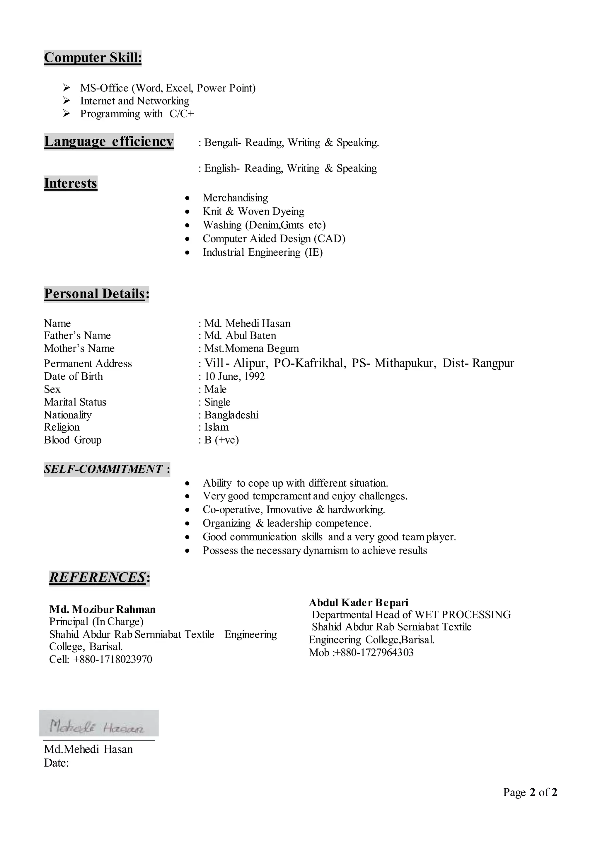 Mehedi Hasan C V | DOCX