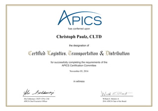 APICS_CLTD_Original_Certificate_A4 | PPT