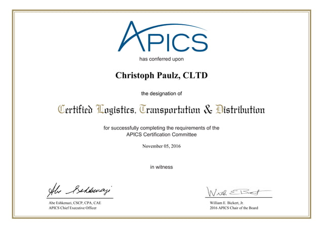 APICS_CLTD_Original_Certificate_A4 | PPT