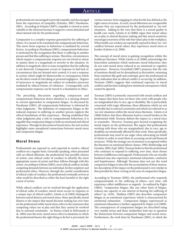 Rethinking Compassion Fatigue as Moral Stress | PDF | Mental Health ...