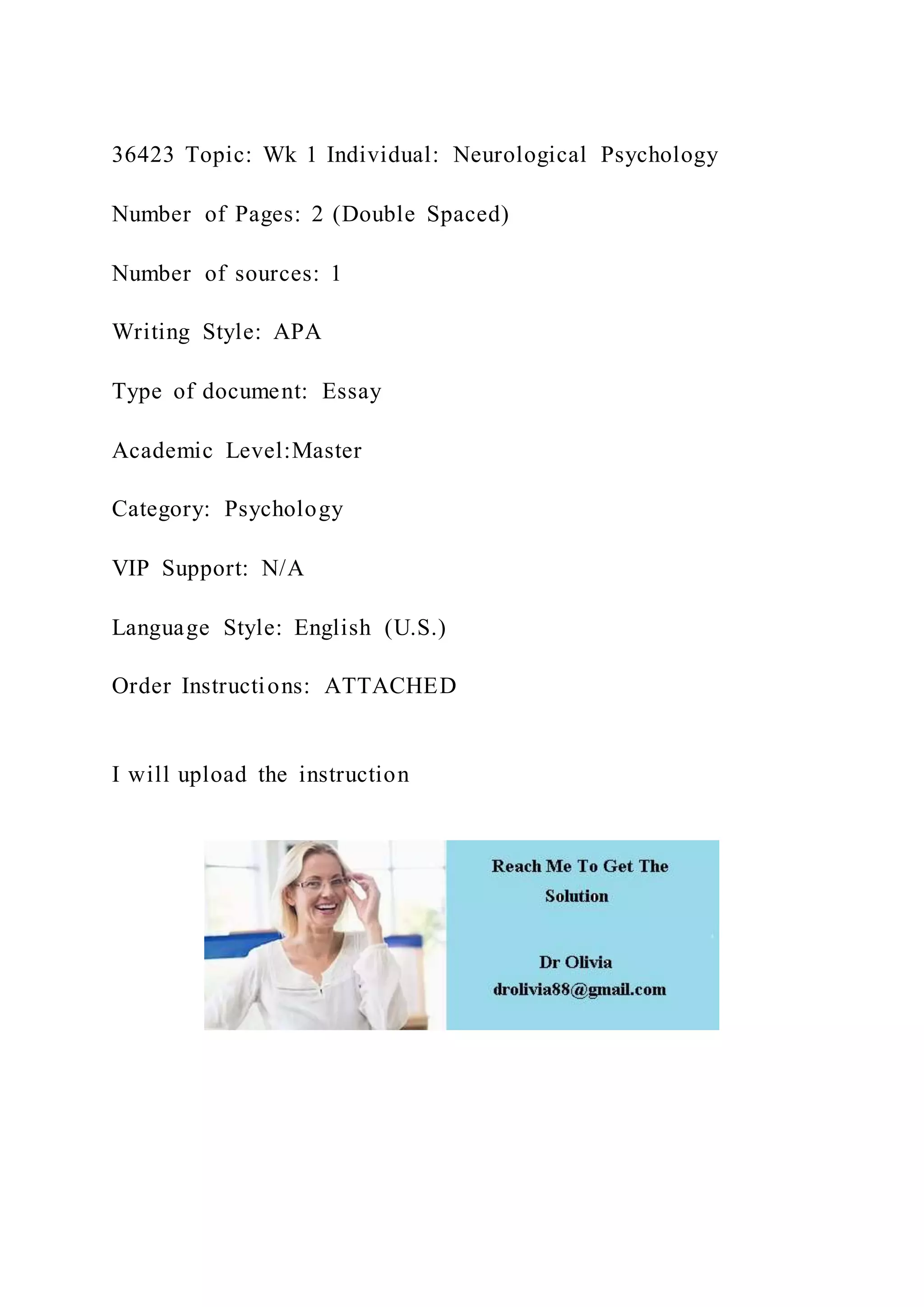 36423 Topic Wk 1 Individual Neurological PsychologyNumber of P | DOCX