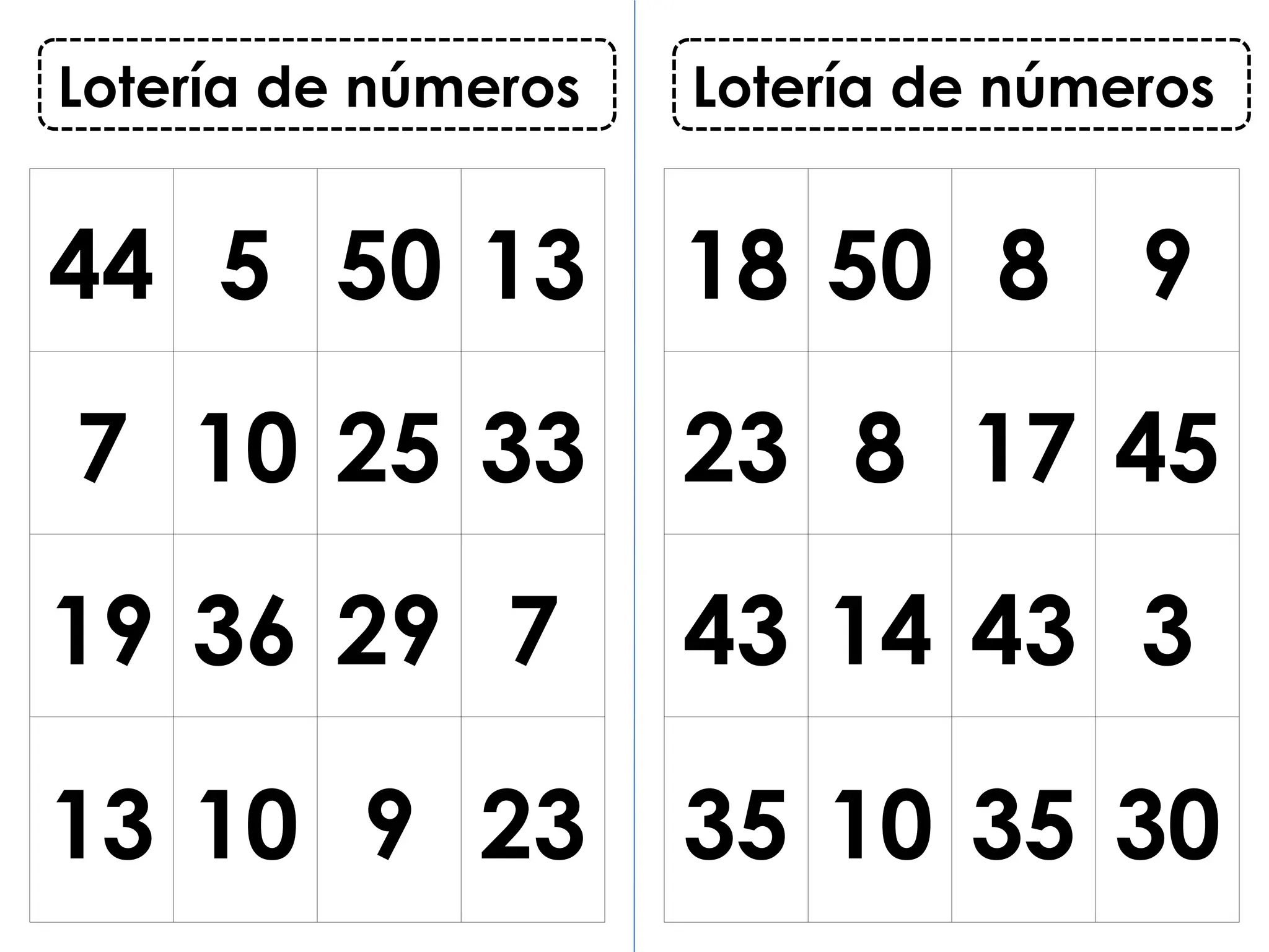 LOTERIA DE NUMEOS DEL UNO AL 50 PRIMARIA.ppt
