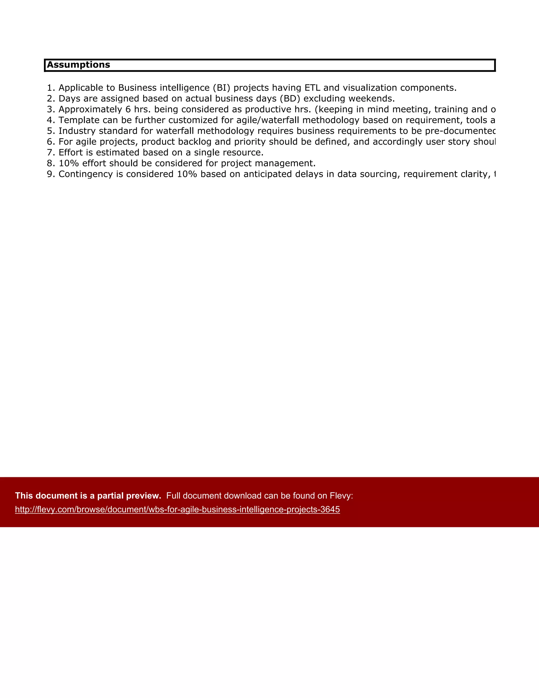 WBS for Agile Business Intelligence Projects | PDF