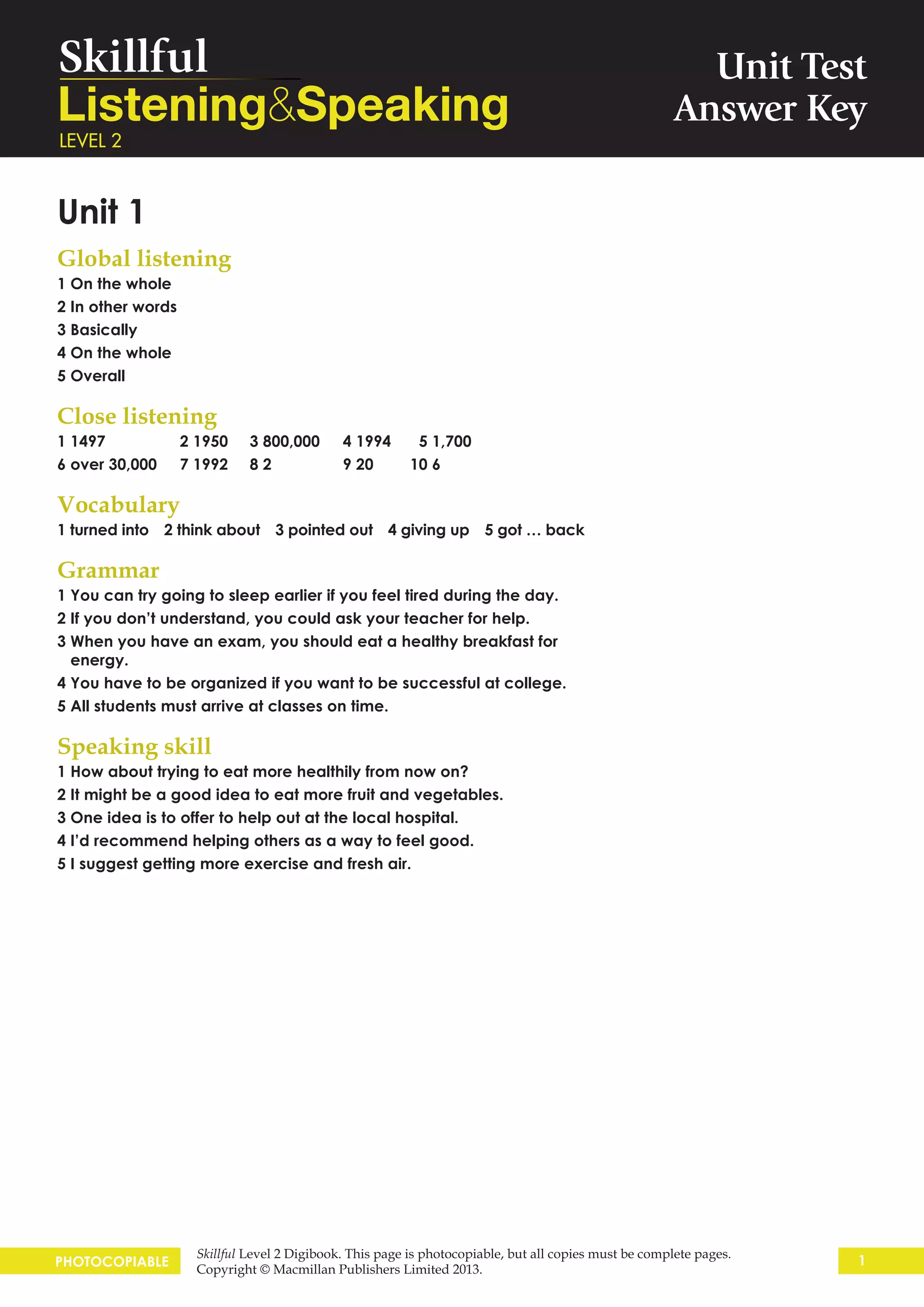 Skillful Level 2 LS answer-key | PDF