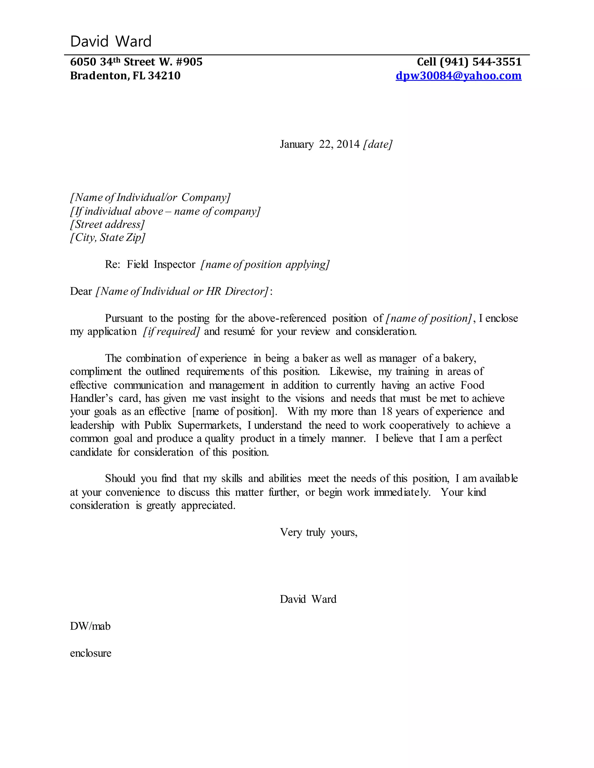 Baker Cover Letter | DOCX