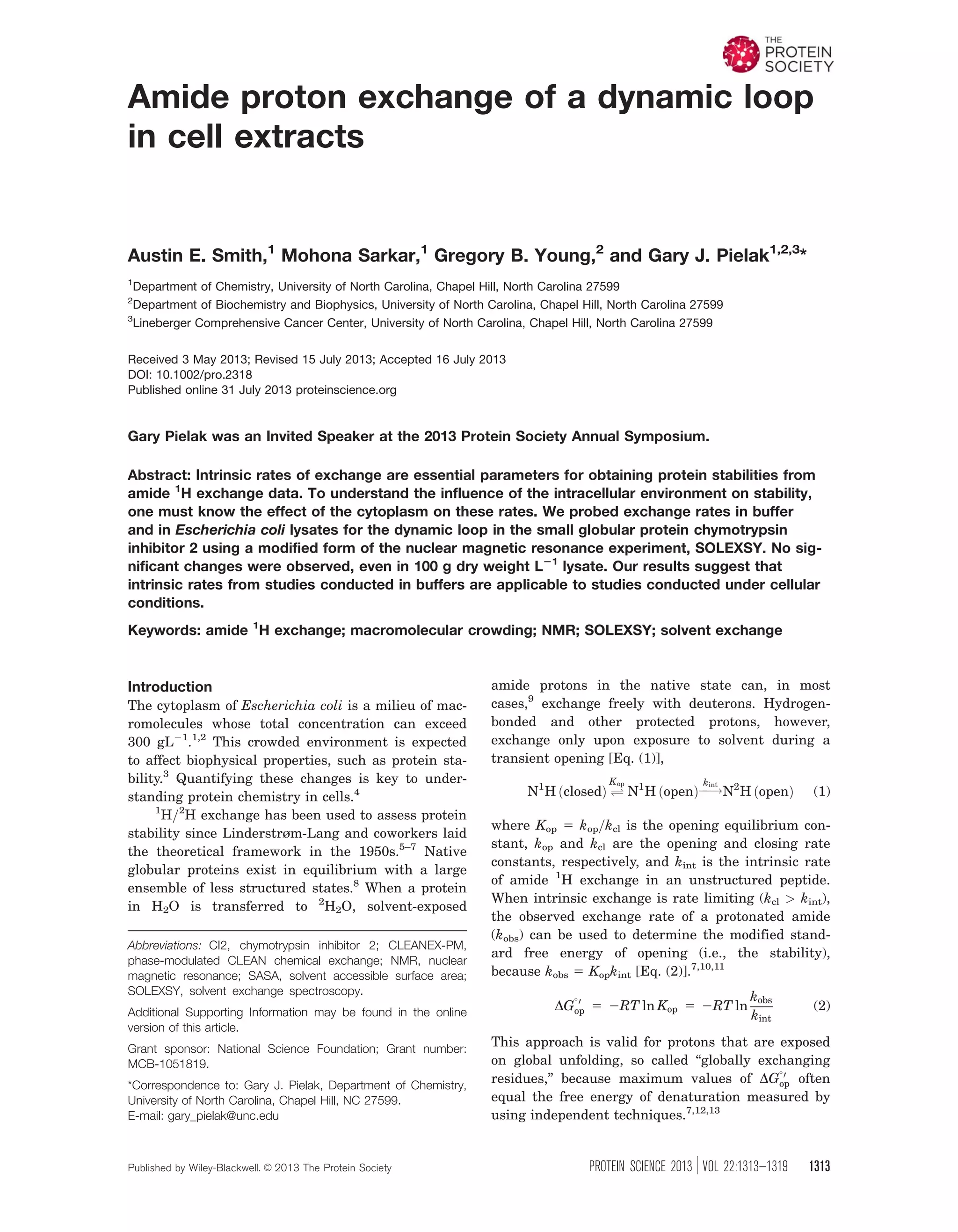 Smith_ProteinScience_2013 | PDF | Chemistry | Science