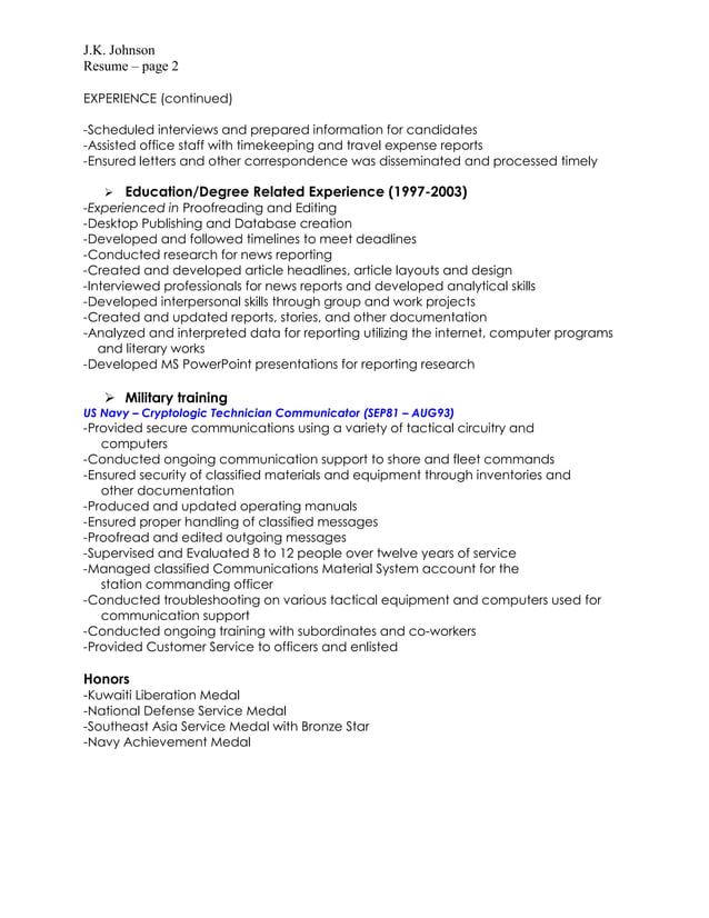 Johnson, J.K. - Resume | PDF