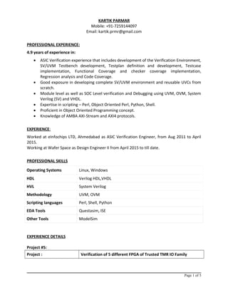 Kartik_Parmar_Resume_2016 | PDF | Programming Languages | Computing