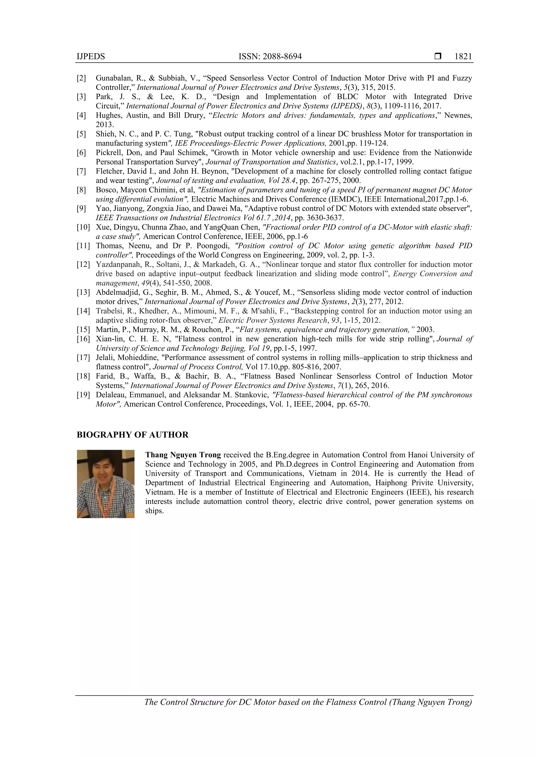 The Control Structure for DC Motor based on the Flatness Control | PDF