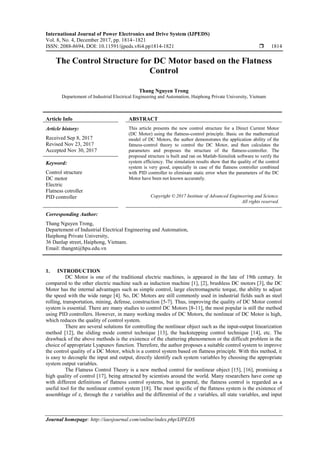 The Control Structure for DC Motor based on the Flatness Control | PDF