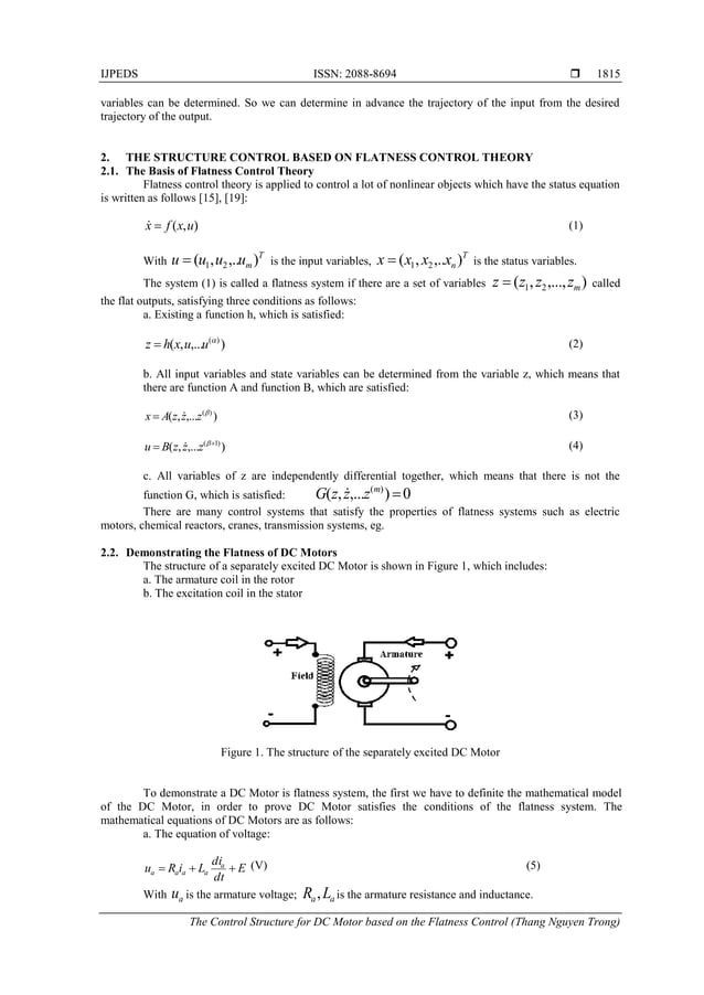 The Control Structure for DC Motor based on the Flatness Control | PDF