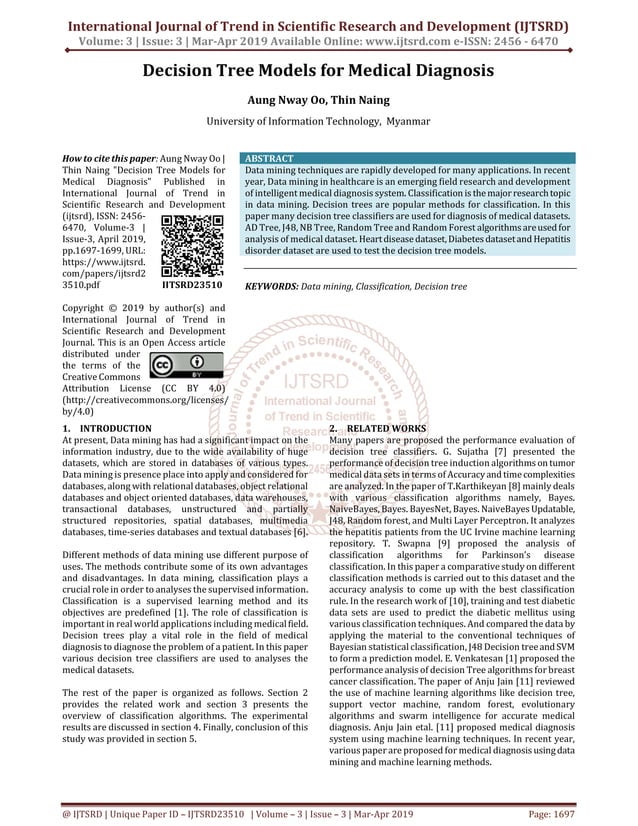 Decision Tree Models for Medical Diagnosis | PDF | Databases | Computer ...