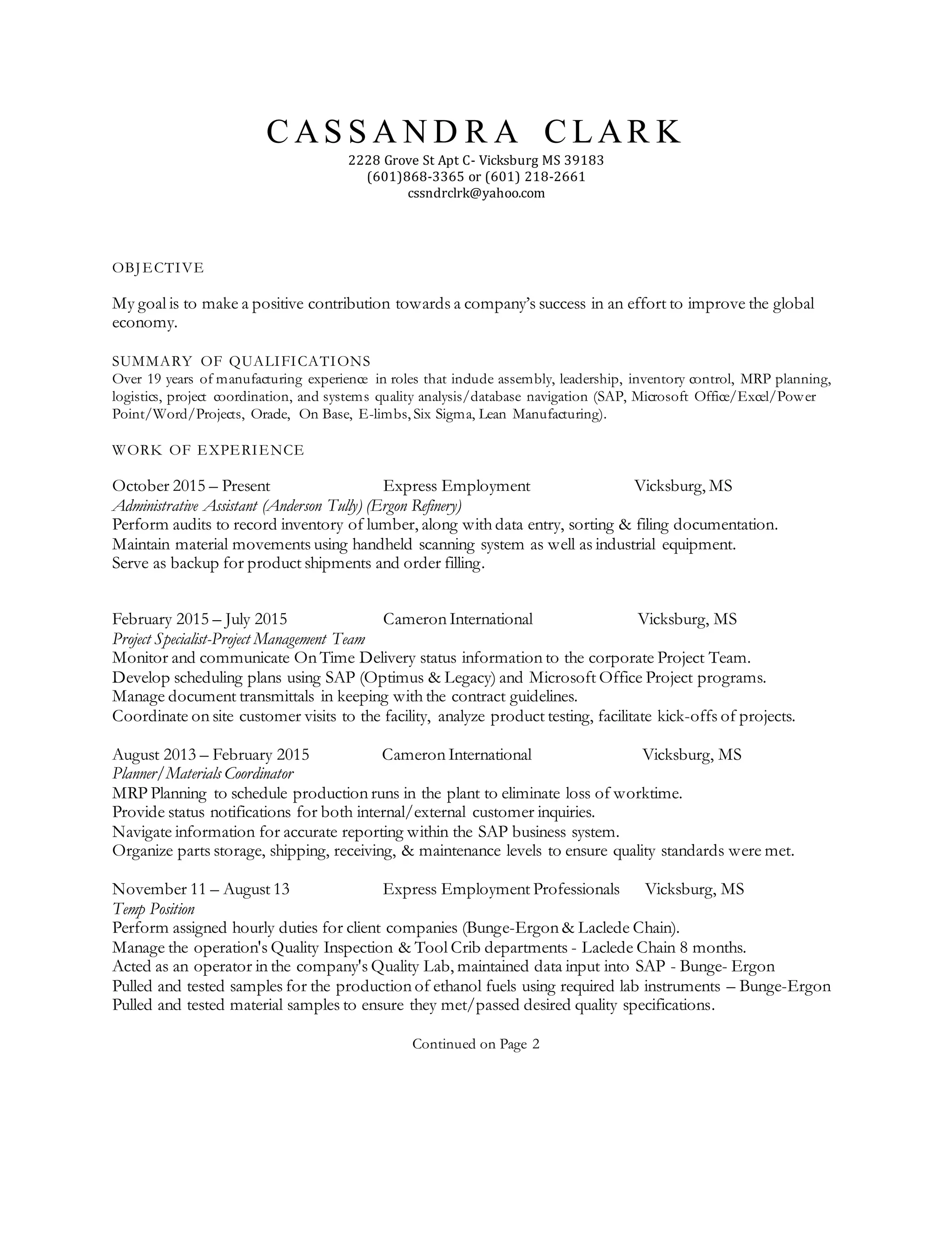 Cassandra Clark Resume[1] | DOCX