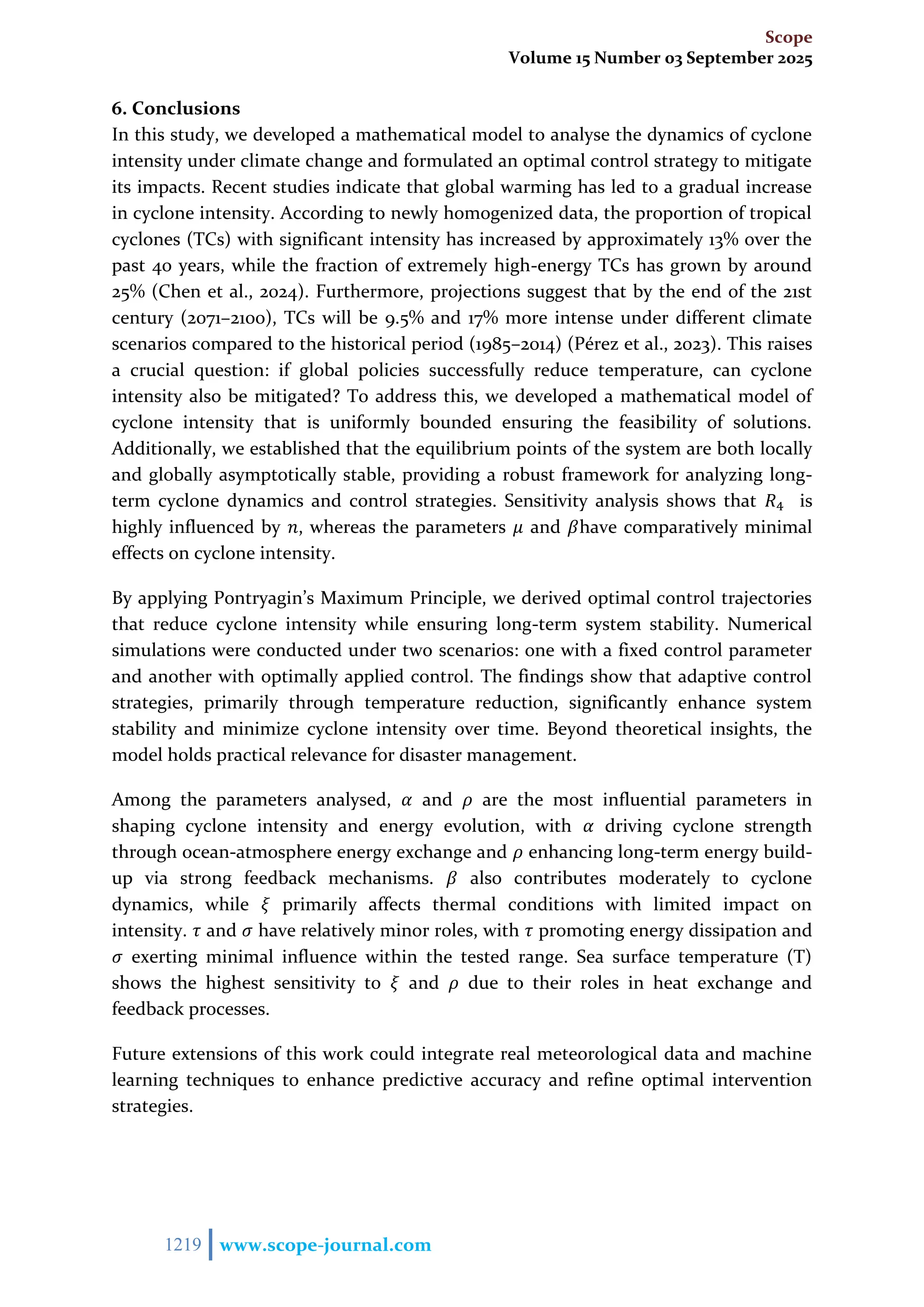 Mathematical Modelling, Sensitivity Analysis, and Optimal Control in Cyclone Intensity ...