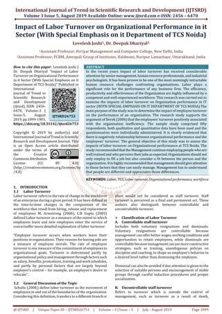 Impact of Labor Turnover on Organizational Performance in it Sector ...