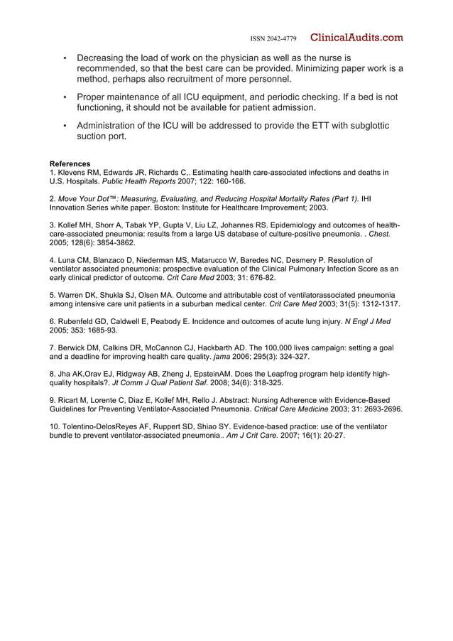 VAP bundle compliance in ICU - Clinical Audit | PDF | First Aid | Injuries