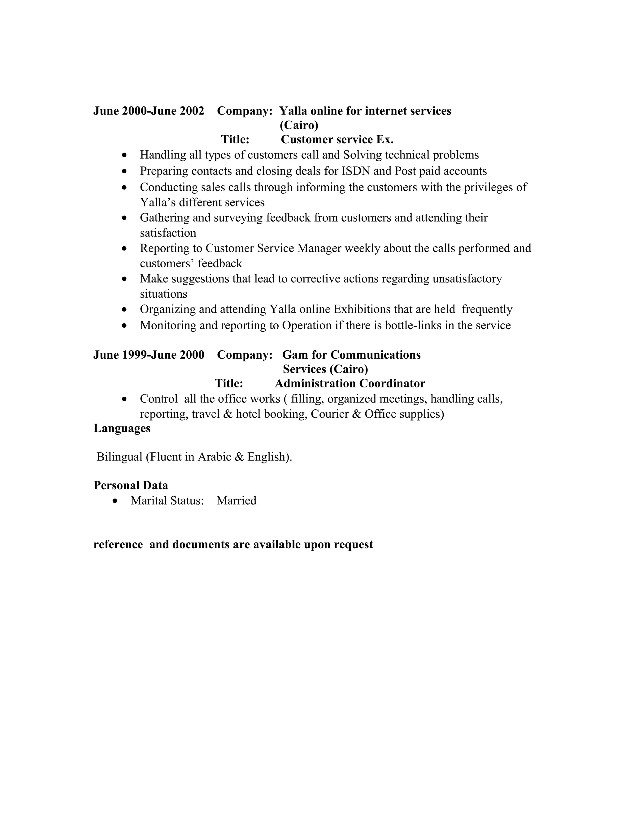 noha CV | DOC | Business Travel | Travel Type