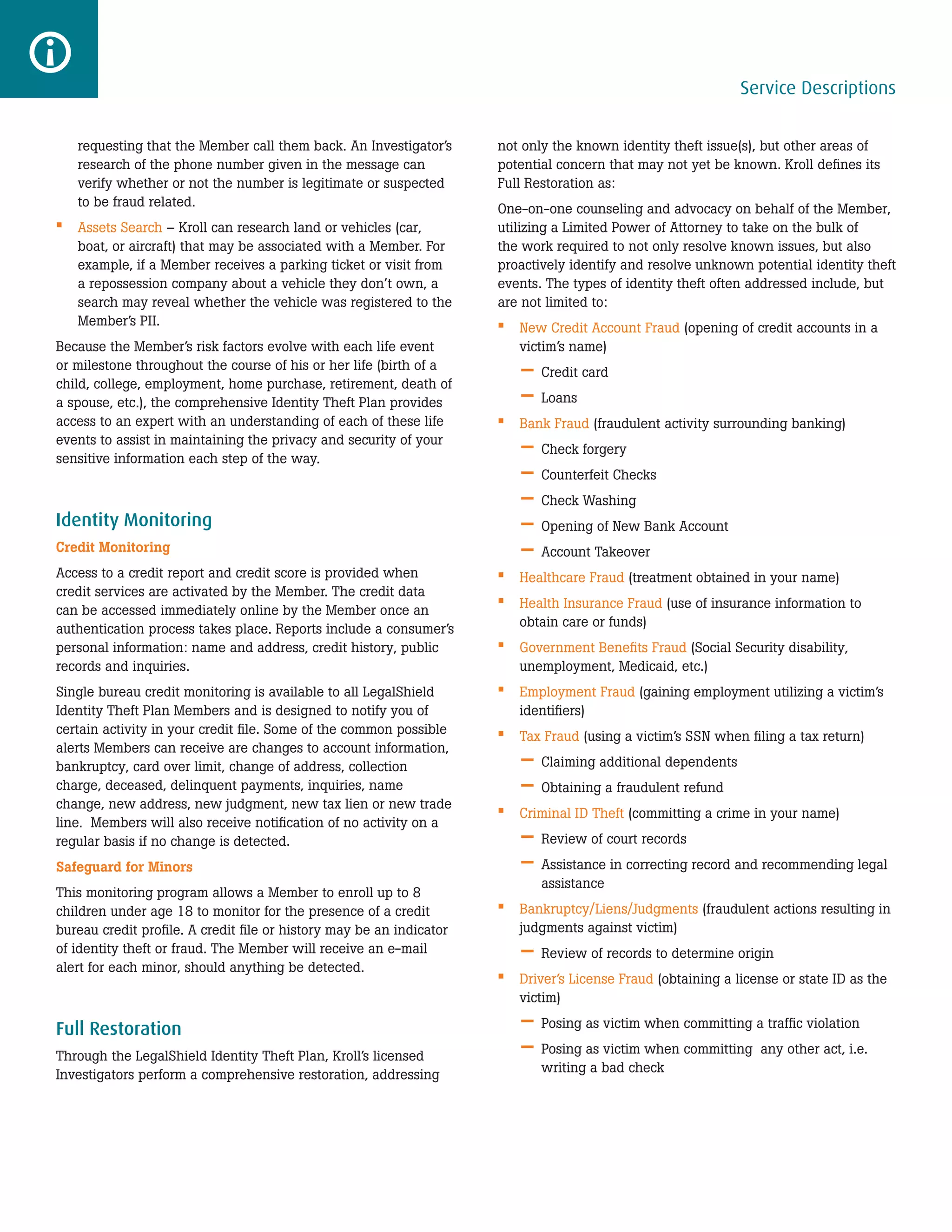 Legal Shield ID Theft via Kroll | PDF