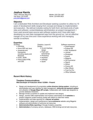 Joshua Harris resume | DOC