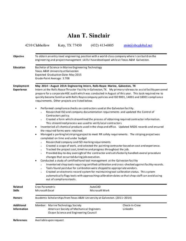 2014 Alan Sinclair Resume 10-14 | DOCX | Business | Business and Finance