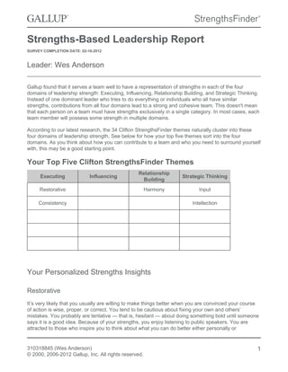 StrengthsFinder 2.0 - Wes Anderson | PDF