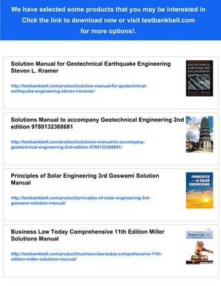 Solution Manual for Principles of Geotechnical Engineering, 8th Edition | PDF