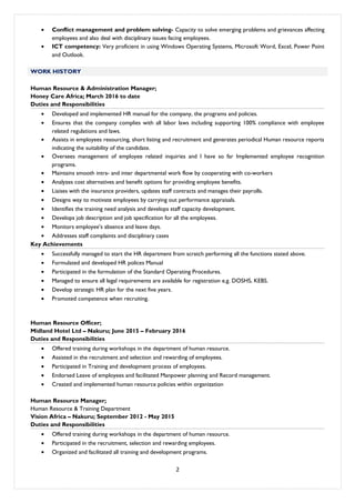 Gachuru CV | DOC | Human Resources | Business