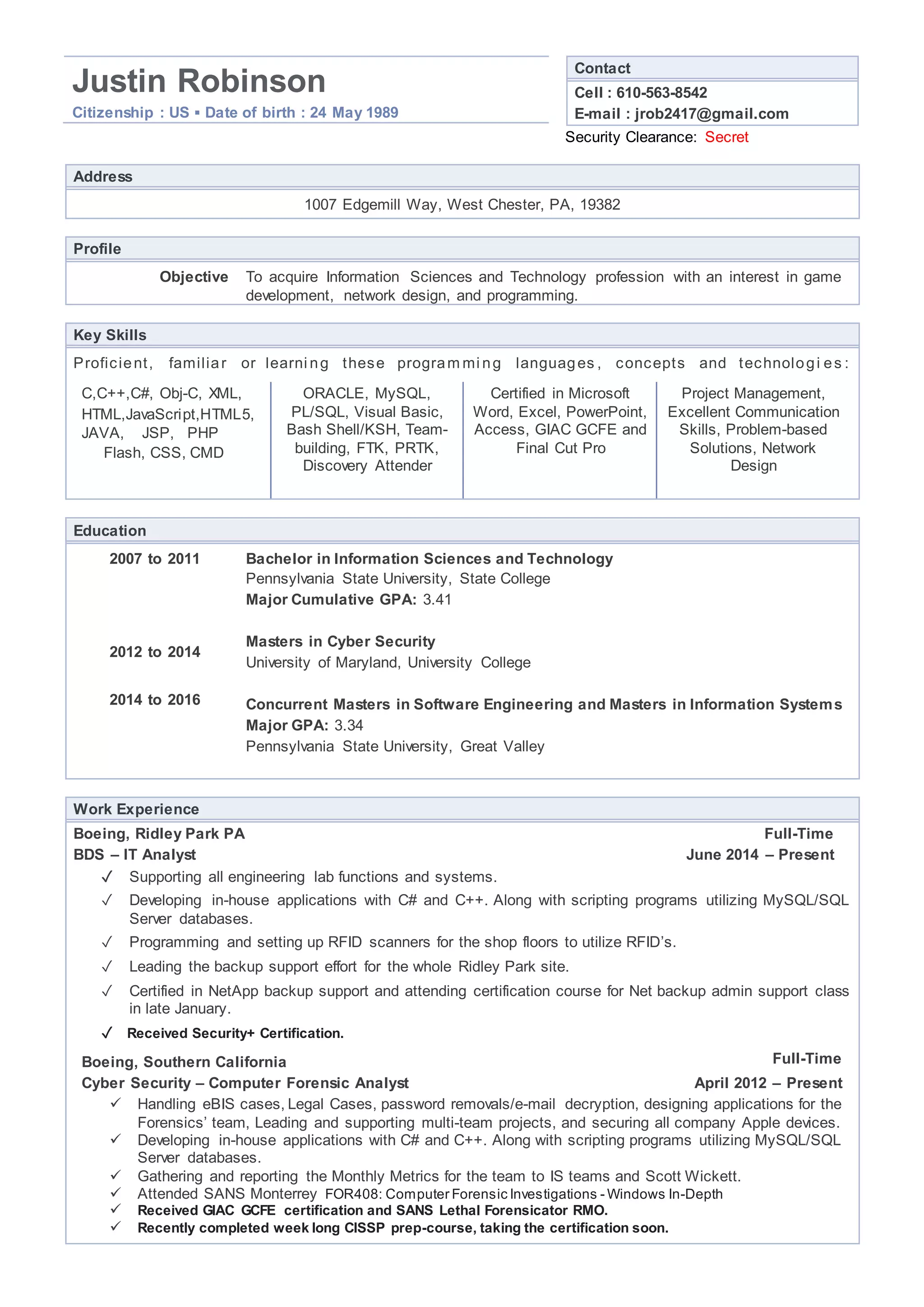 JR_Resume | DOCX | Programming Languages | Computing