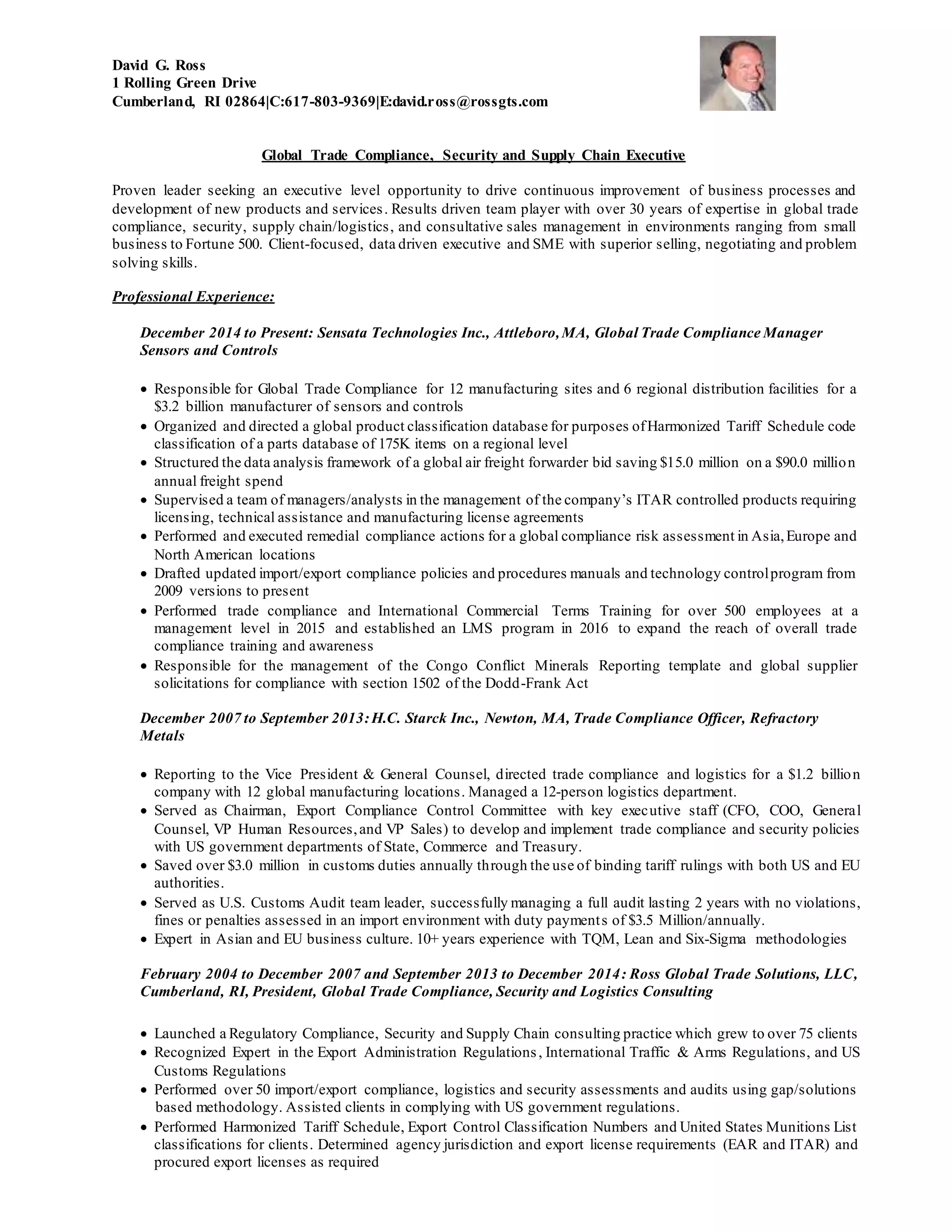 Dave_Resume 9-28-16 | DOCX | Logistics and Transportation Industry | Industries