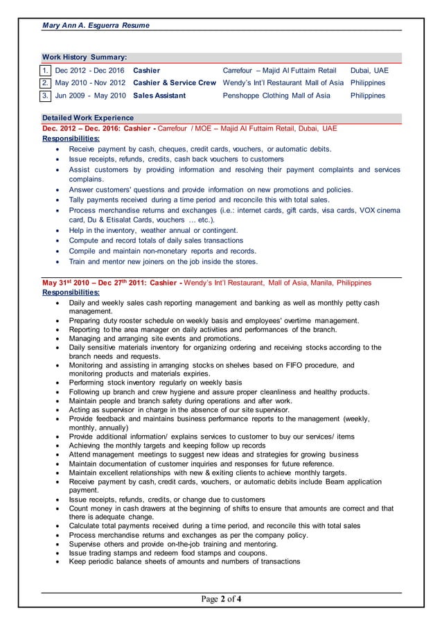 Mary Ann Esguerra CV -update Dec 2016 | DOCX | Credit Cards | Personal Debt