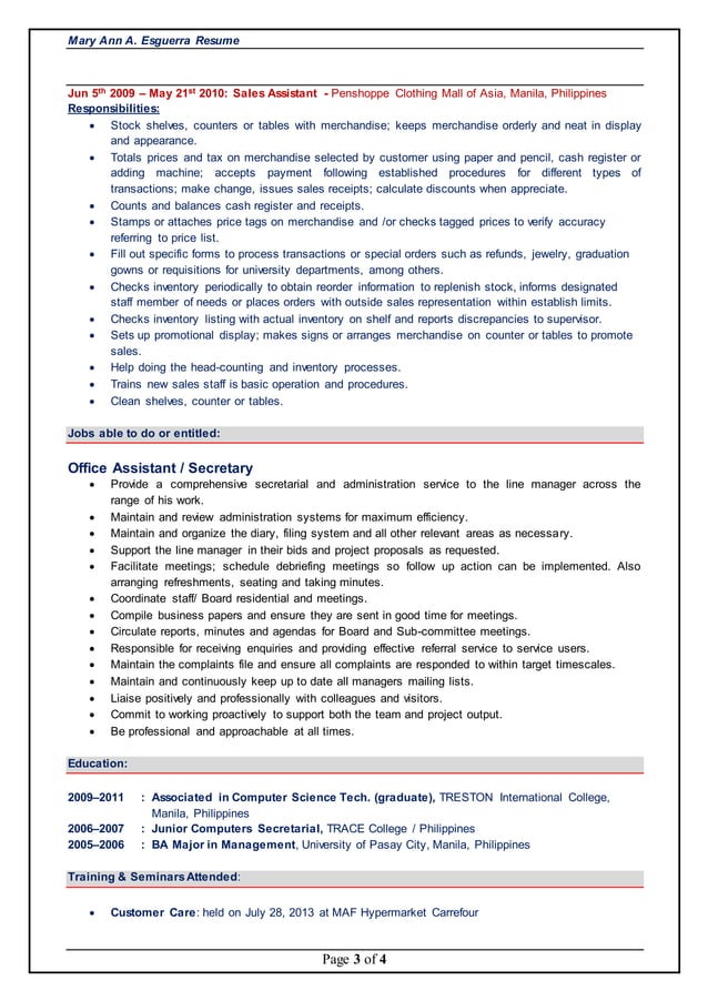 Mary Ann Esguerra CV -update Dec 2016 | DOCX | Credit Cards | Personal Debt