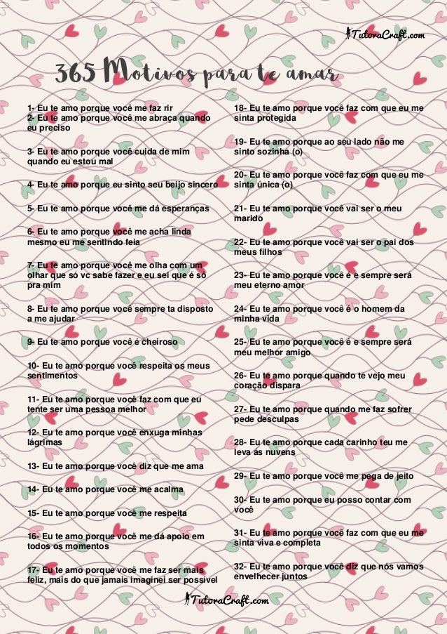 365 Motivos Pra Te Amar Pronto Para Imprimir E Recortar - Frases De Musicas 365 Motivos Pra Te Amar Pronto Para Imprimir E Recortar - Frases De Musicas