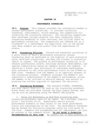 By the Book CPO365 reference (Chapter18 BUPERSINST1610.10C) Performance ...