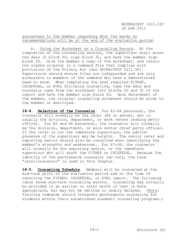 By the Book CPO365 reference (Chapter18 BUPERSINST1610.10C) Performan…