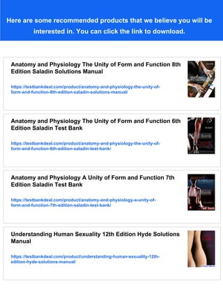 Anatomy and Physiology The Unity of Form and Function 8th Edition ...