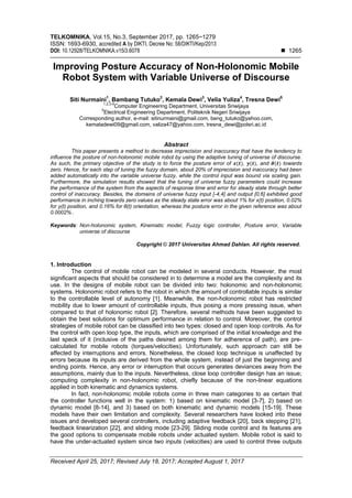 Improving Posture Accuracy of Non-Holonomic Mobile Robot System with Variable Universe of ...