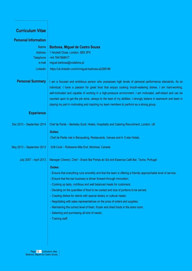 Miguel Barbosa CV UK | PDF