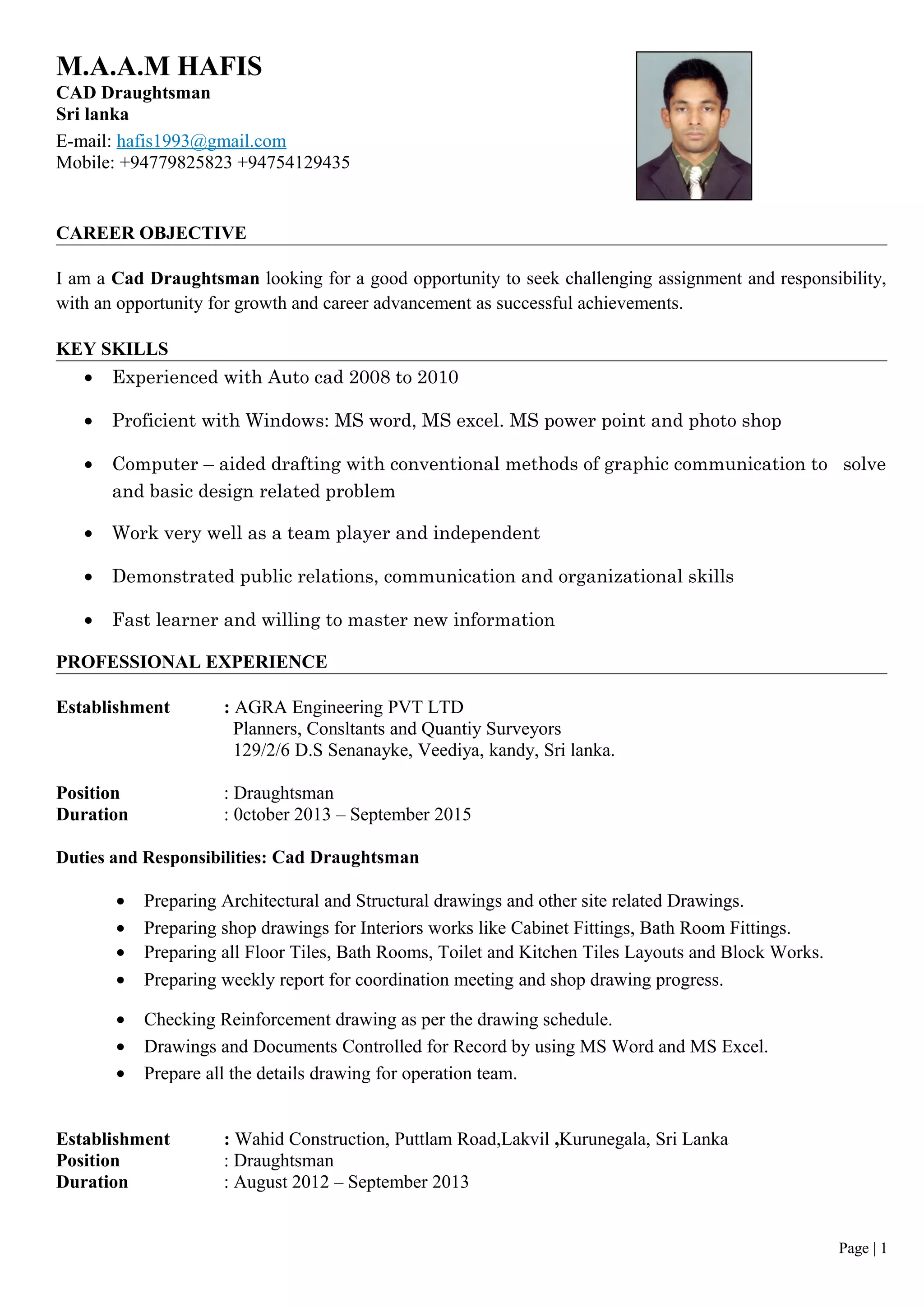 Hafis Cv DM civil | DOC