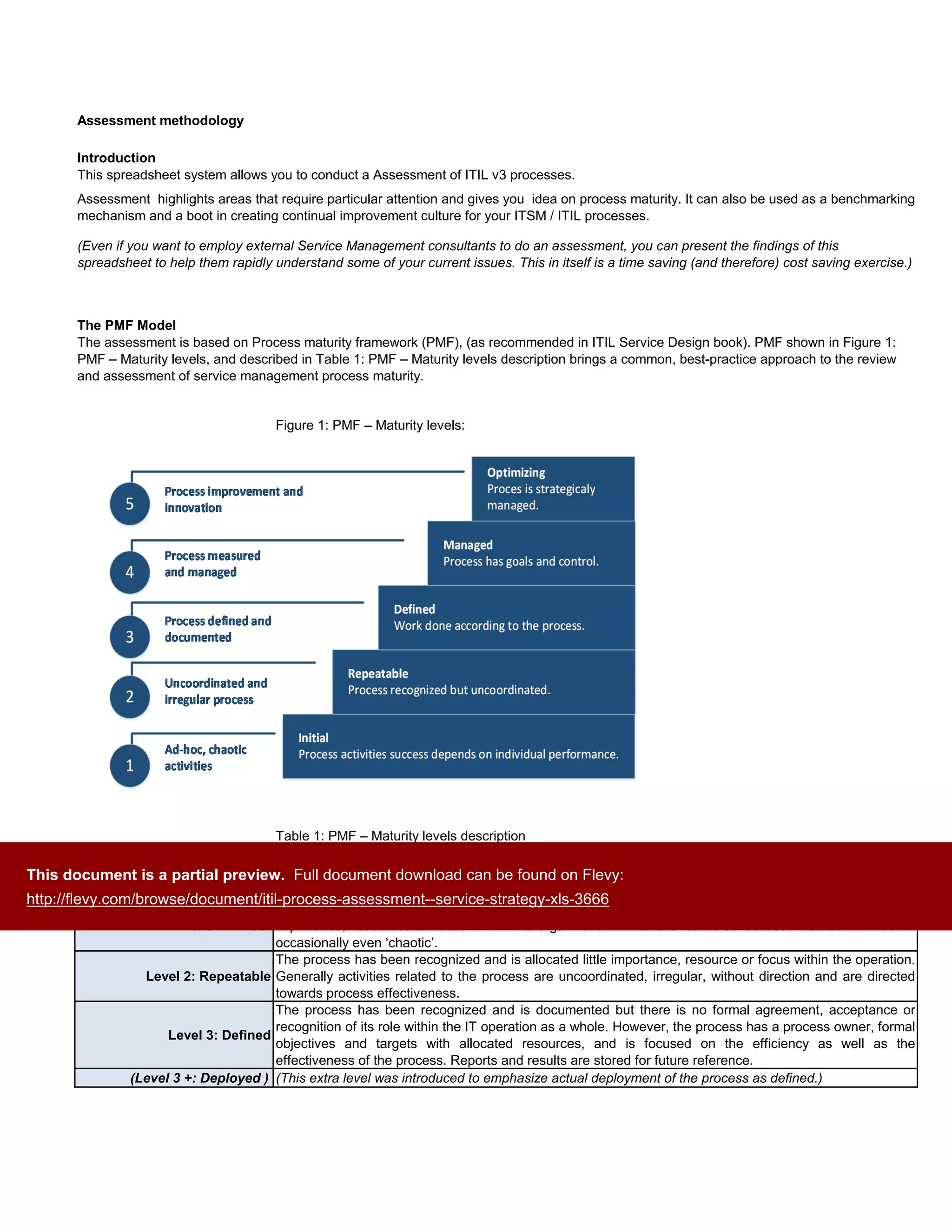 ITIL Process Assessment - Service Strategy (XLS) | PDF