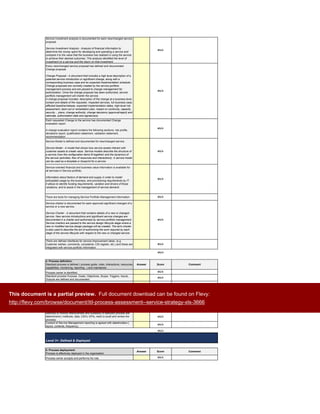 ITIL Process Assessment - Service Strategy (XLS) | PDF