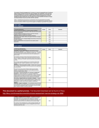 ITIL Process Assessment - Service Strategy (XLS) | PDF