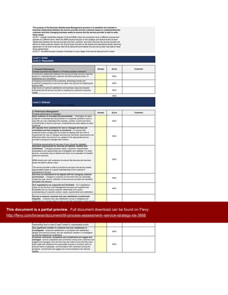 ITIL Process Assessment - Service Strategy (XLS) | PDF | Business | Business and Finance