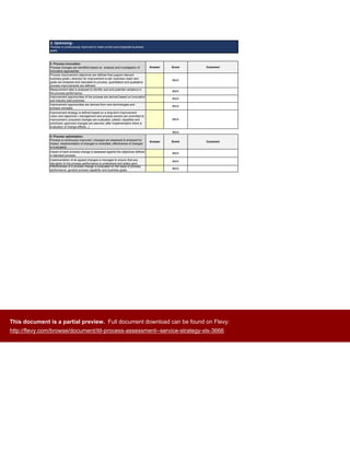 ITIL Process Assessment - Service Strategy (XLS) | PDF
