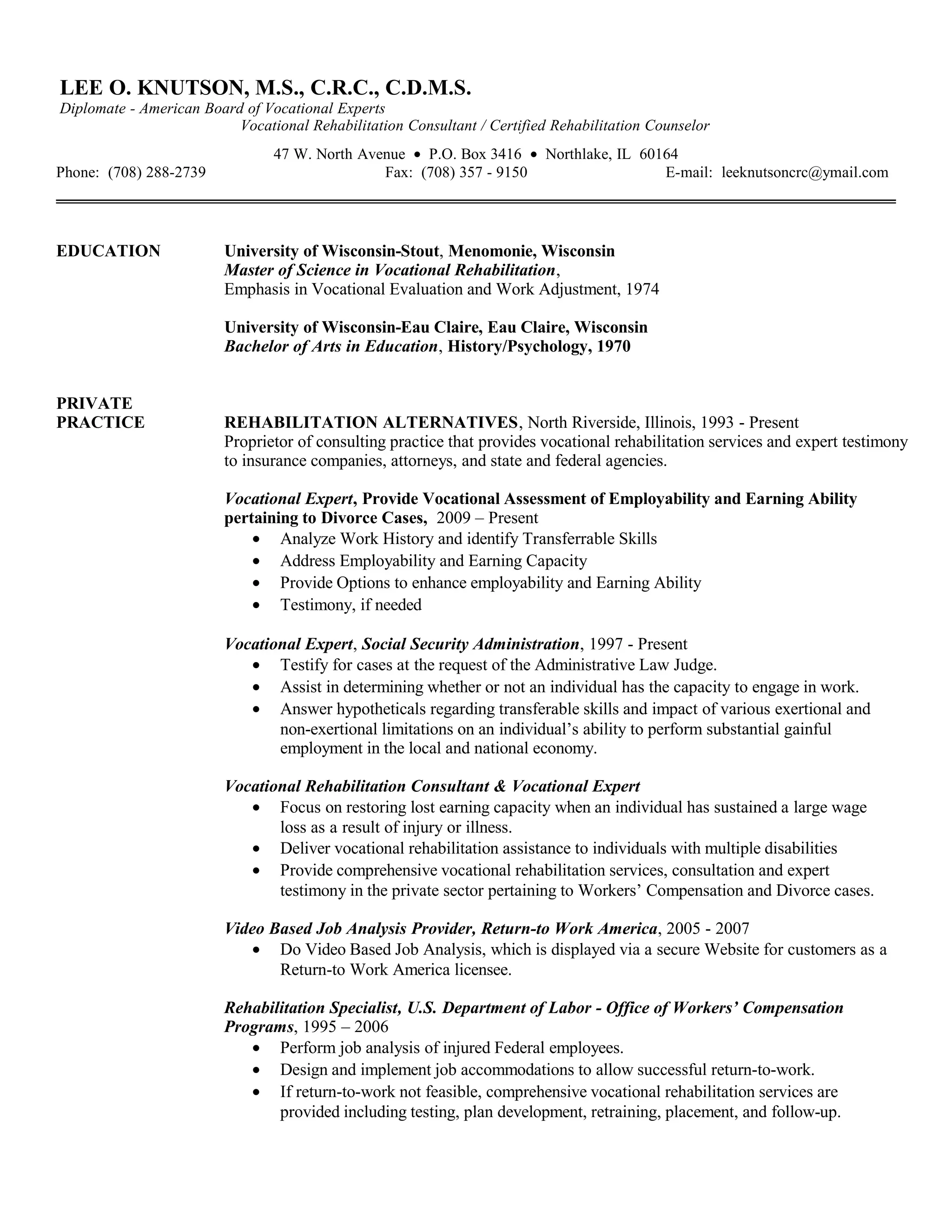 RESUME,KNUTSON 12-2014 | DOC