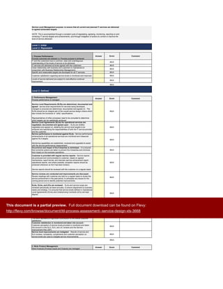 ITIL Process Assessment - Service Design (XLS) | PDF