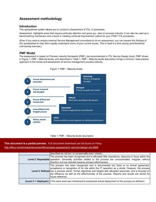 ITIL Process Assessment - Service Design (XLS) | PDF