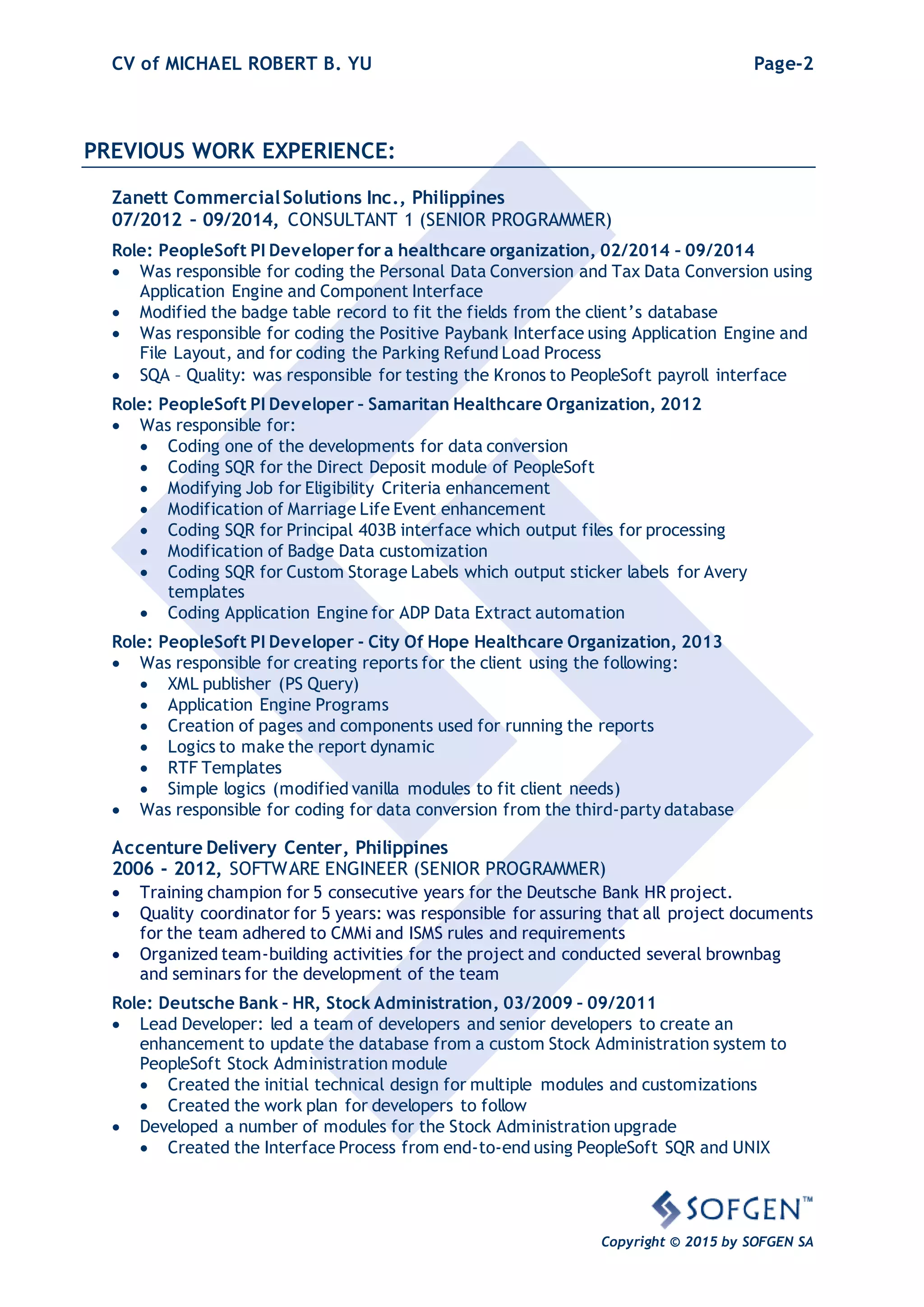 SOFGEN CV_YU Michael_0715 (1) | PDF