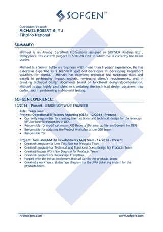 SOFGEN CV_YU Michael_0715 (1) | PDF