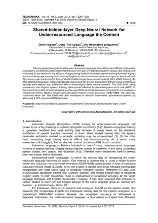Shared-hidden-layer Deep Neural Network for Under-resourced Language the Content | PDF